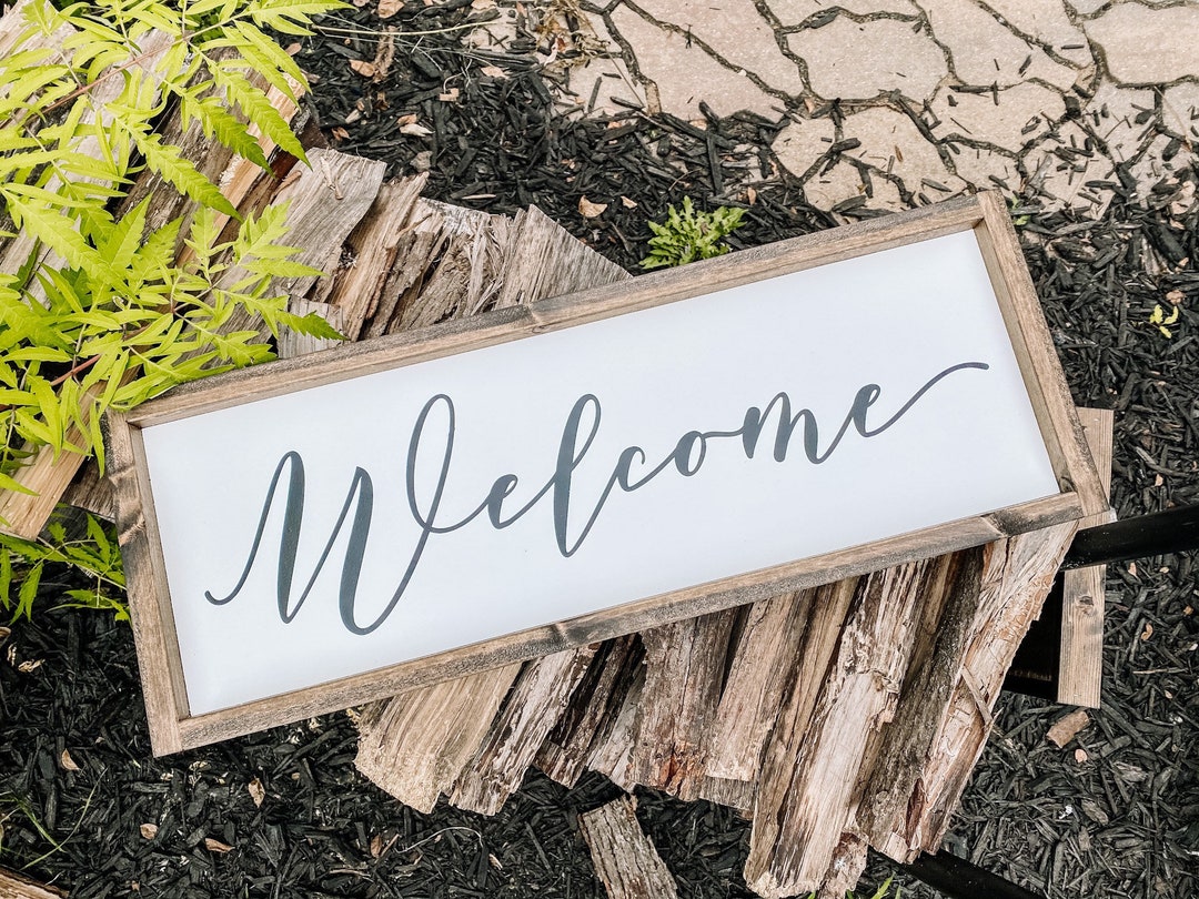 Welcome Sign, Welcome, Wood Welcome Sign, Horizontal Welcome Sign, Home ...
