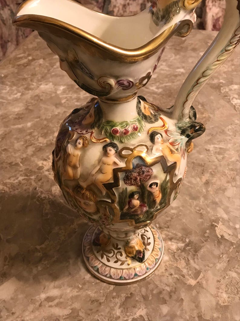 Large Italian R. Capodimonte Decorative Painted Porcelain Vase - Etsy
