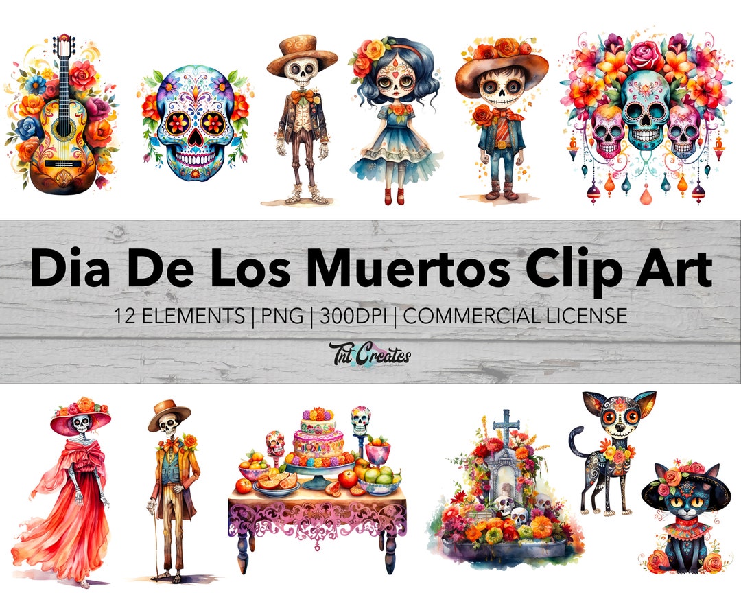 Watercolor Dia Los Muertos Clip Art, Day of the Dead Clipart ...