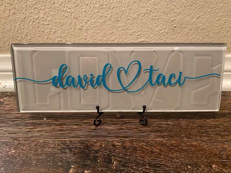 Glass Tile Sign Custom Made SVG Valentines Day Gift Wedding Gift ...
