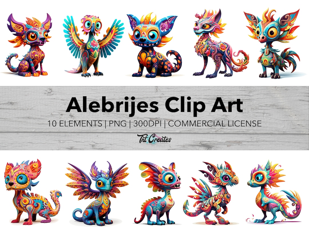 Día de los Muertos Alebrije Clip Art Bundle, Día de Muertos, Fondo ...