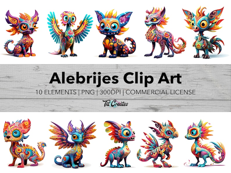 Día de los Muertos Alebrije Clip Art Bundle, Día de Muertos, Fondo ...