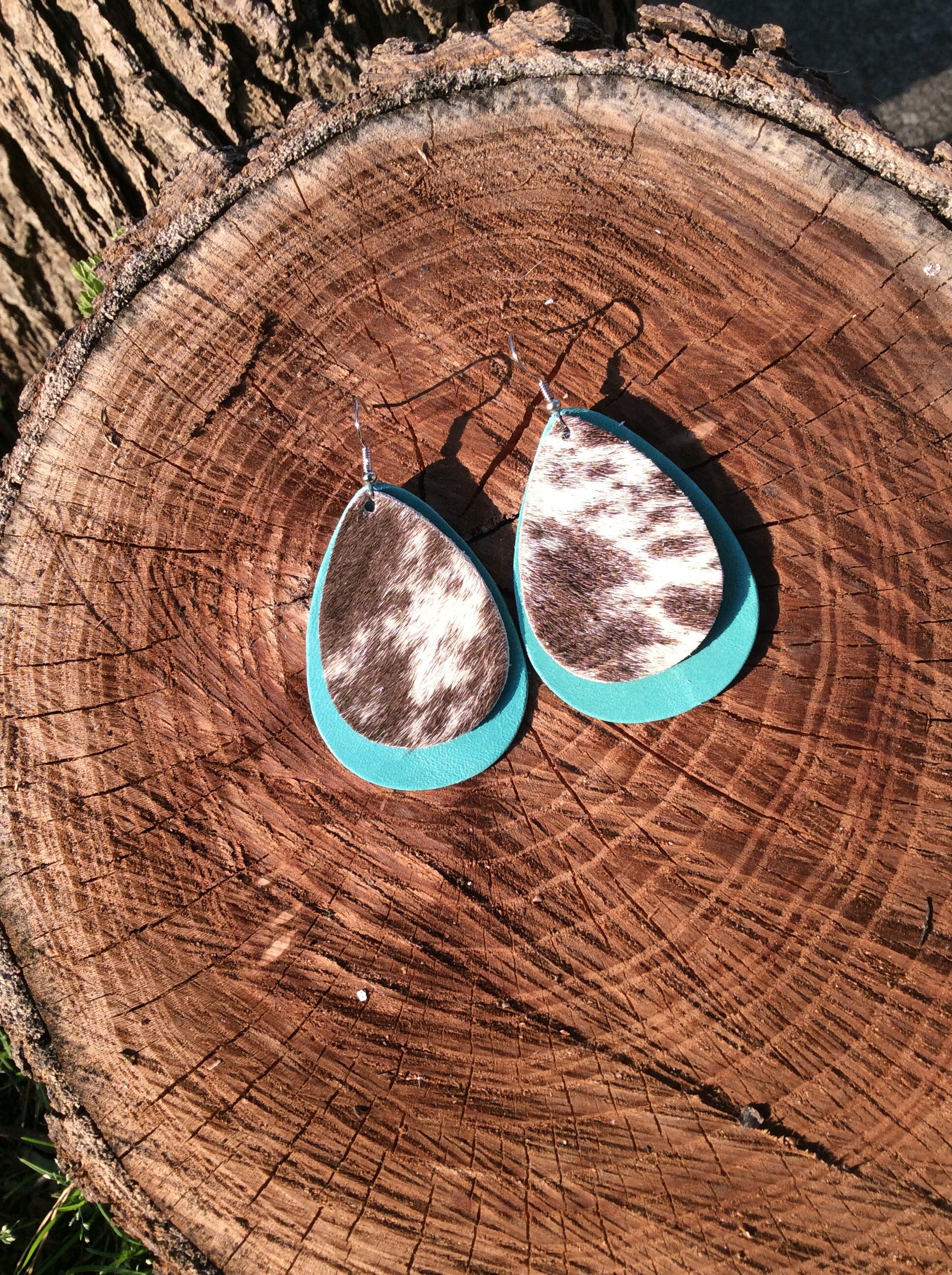 Cowhide Leather Earrings-teardrop Earrings-hair on Hide - Etsy