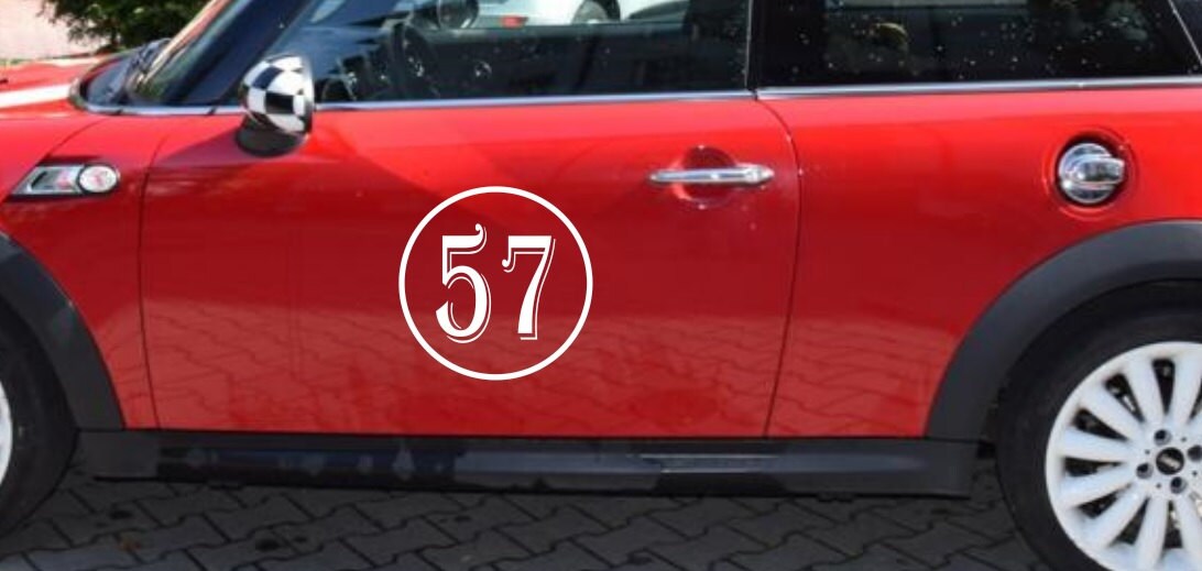 12 Classic Circle Rally Number side car Door trunk | Etsy