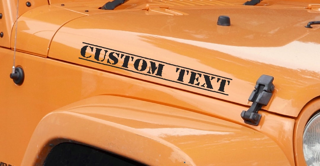 Set of TWO Custom Text Fender Decals Fits Jeep Wrangler Custom Words ...