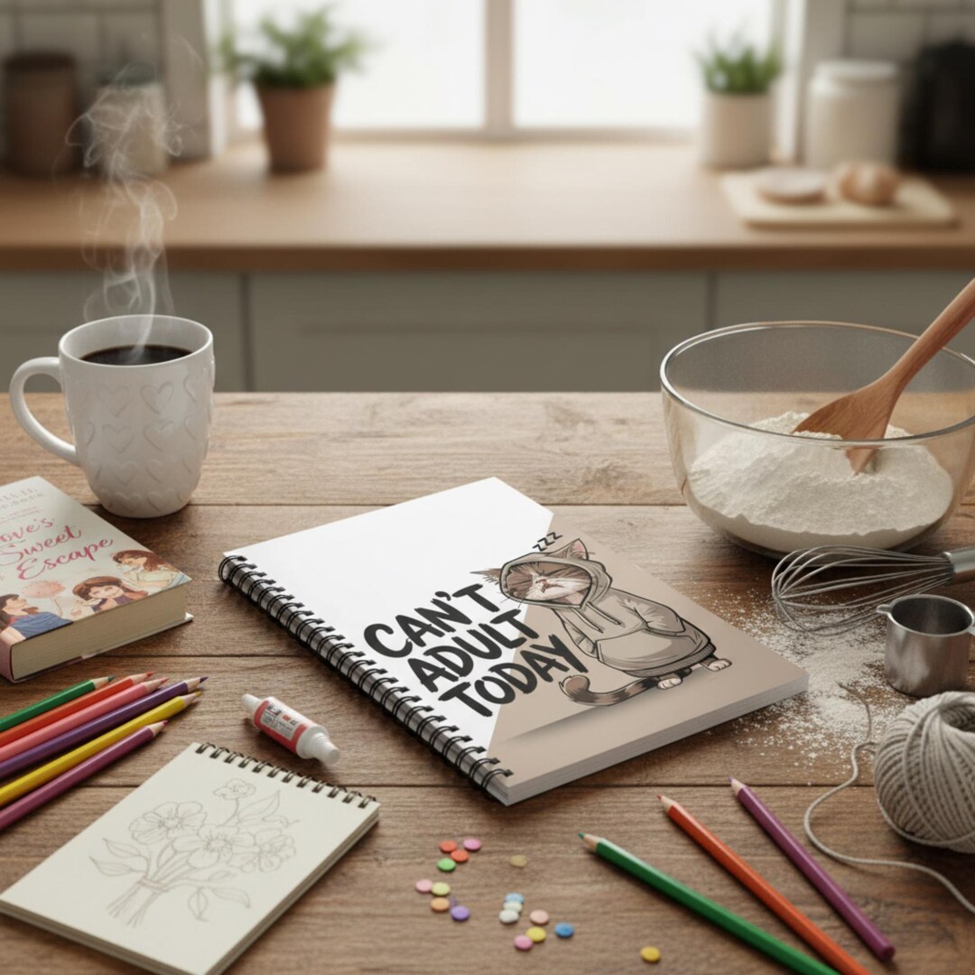 Funny Cat Spiral Notebook: "can't Adult Today" Journal - Etsy