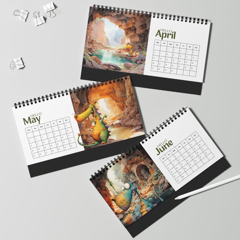 Goofy Dragons Cartoon Desktop Calendar 2026 | Caves Funny Gift - Etsy ...