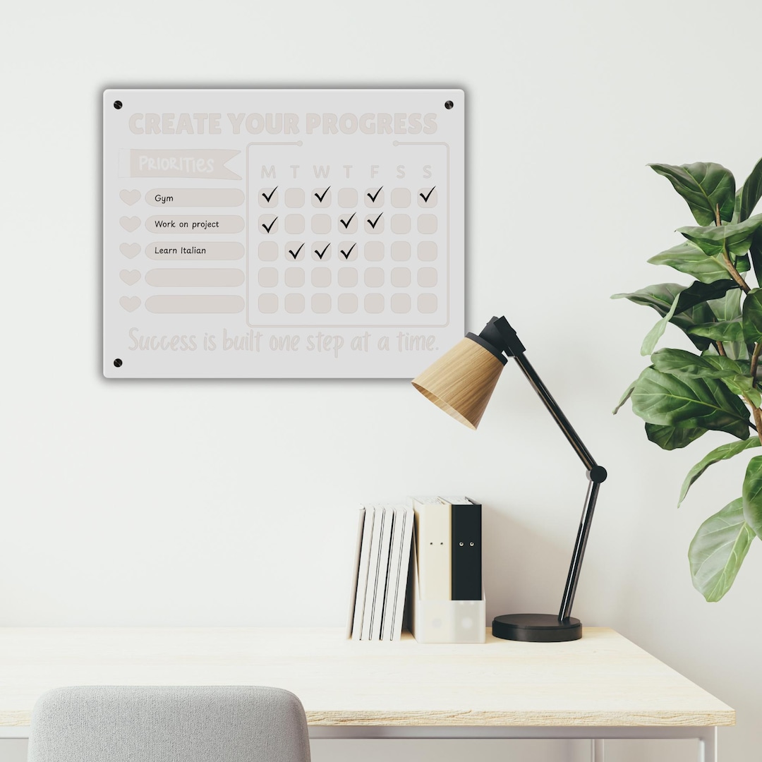 Create Your Progress Acrylic Wall Art Panel | Habit Tracker Calendar - Etsy