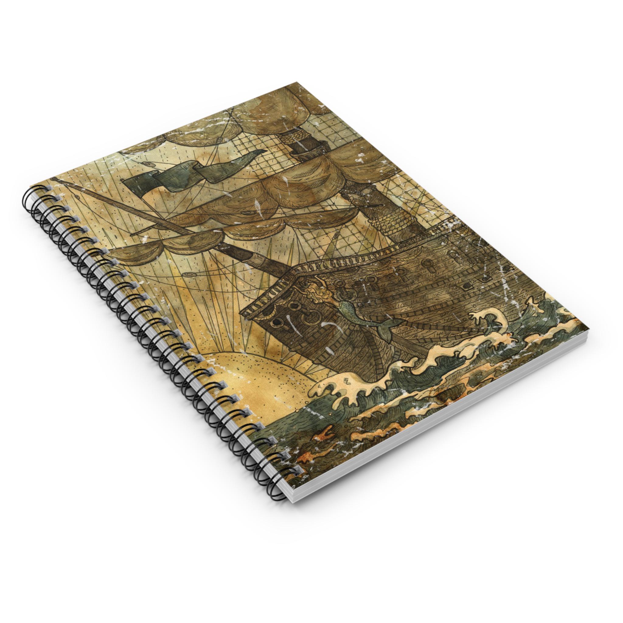Vintage Sailing Ship Spiral Notebook | Ruled Journal - Etsy