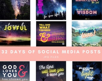 Social Media Posts / Facebook & Instagram / Set of 30 Scriptures Ready ...