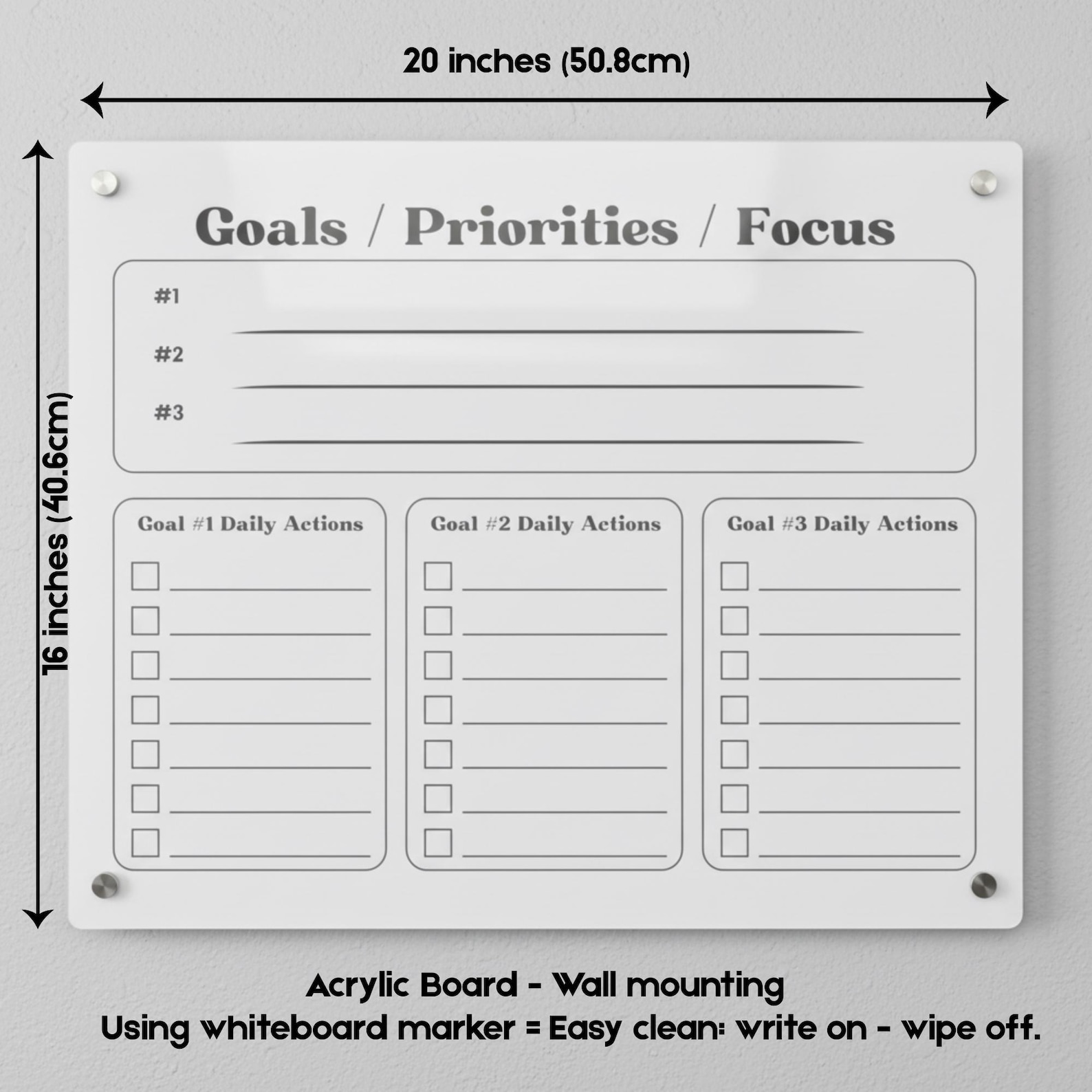 Acrylic Goal Tracker Board, Minimalist Office Decor (20x16 In) - Etsy