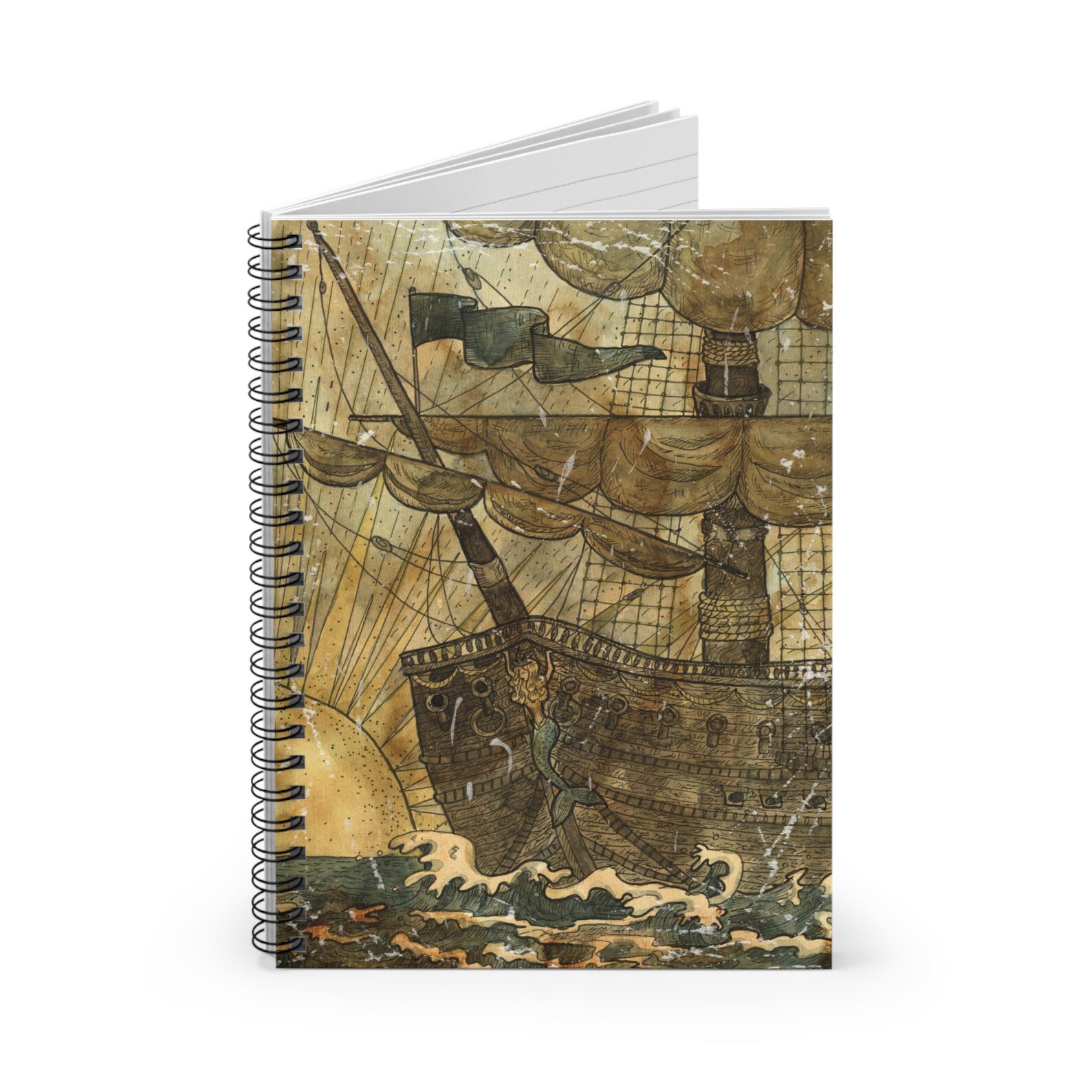 Vintage Sailing Ship Spiral Notebook | Ruled Journal - Etsy