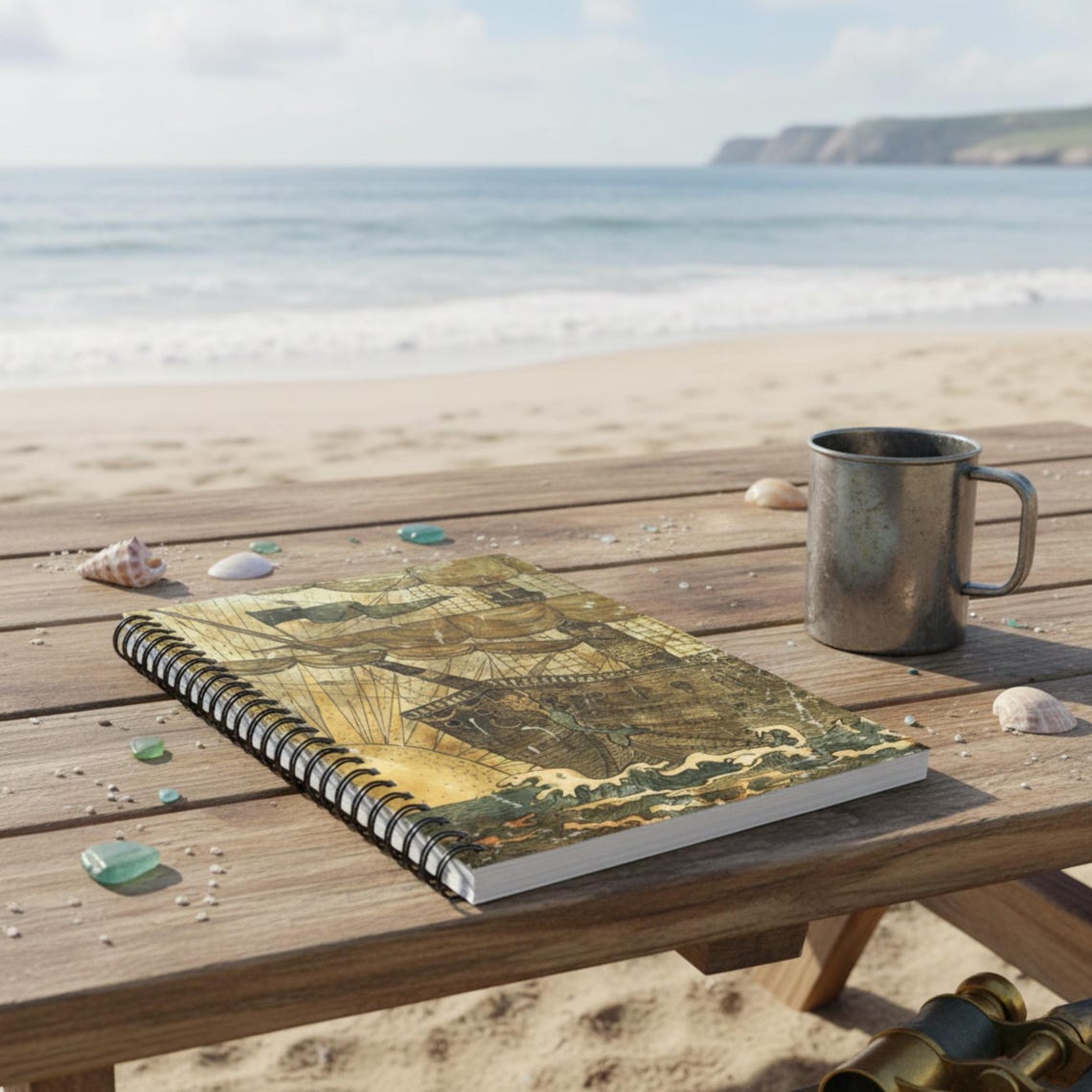 Vintage Sailing Ship Spiral Notebook | Ruled Journal - Etsy