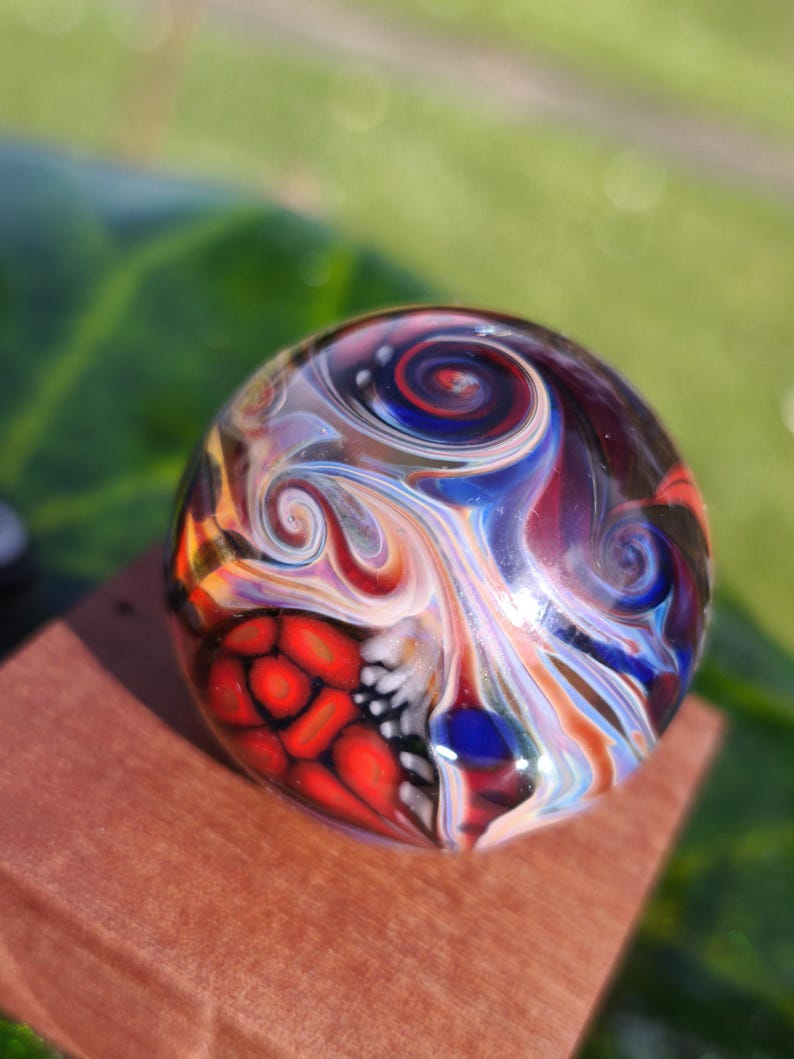 Butterfly Dancer #5 Fumed 24k Gold Handmade Borosilicate Glass Marble ...