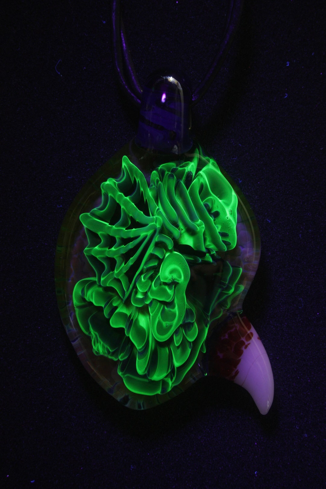 Uranium Uv Reactive Dragon Fossil Handmade Borosilicate Glass Pendant ...