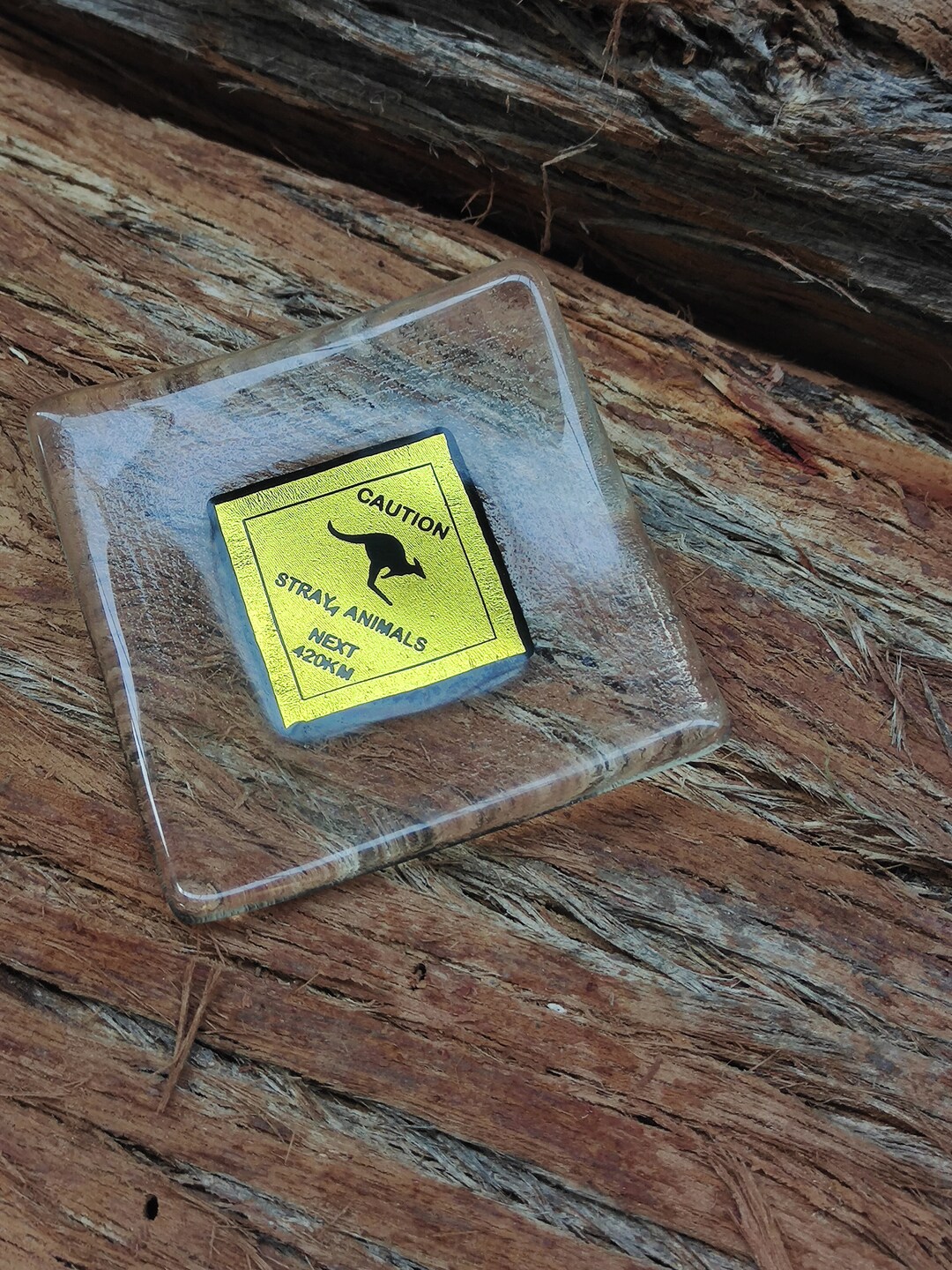 Outback Australian Mock Bush Sign.fused Dichroic Glass Handmade Dish.dr ...