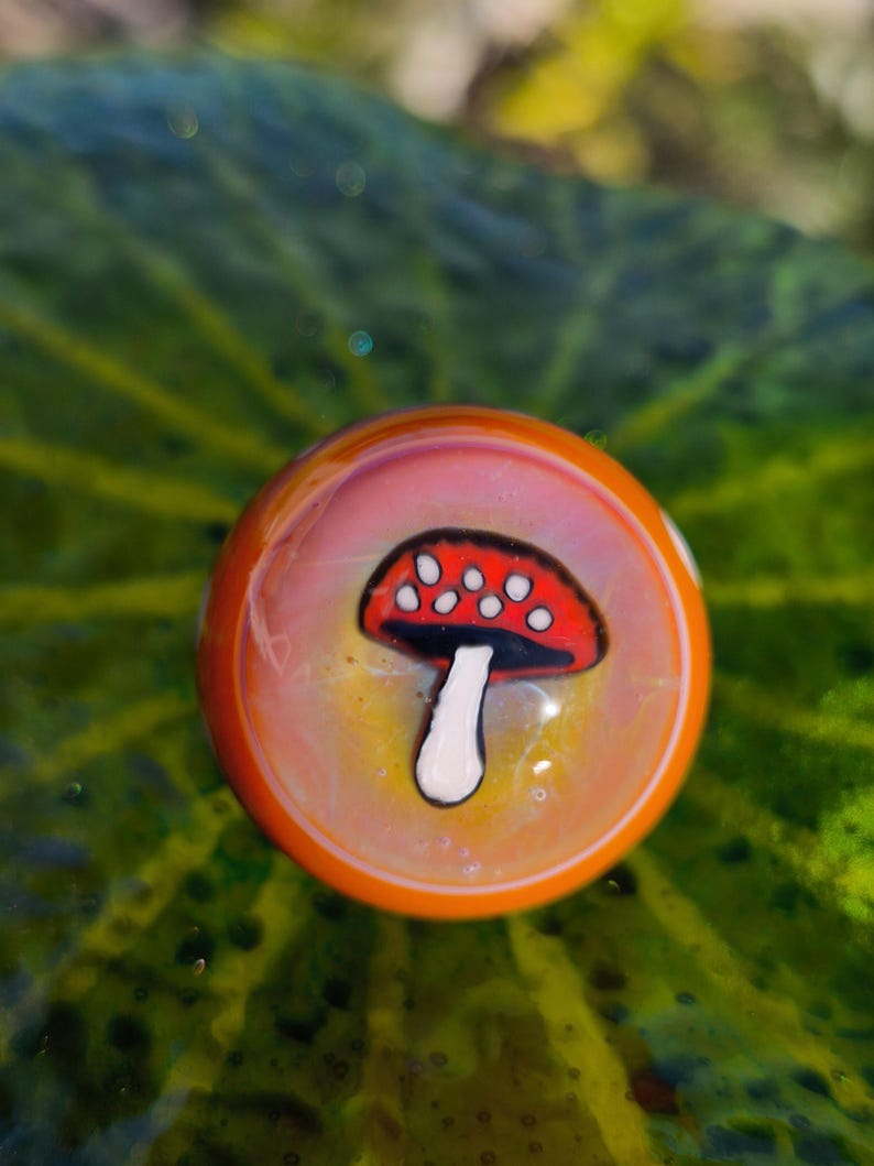 Amanita Magic Mushroom Handmade Borosilicate Glass Marble.dr Sawfish ...