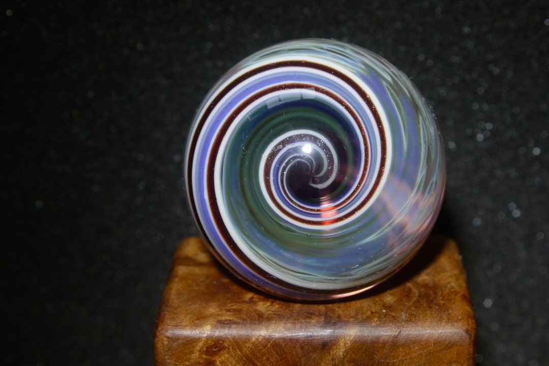Pink With Sparkle Red Twist Linework Handmade Borosilicate Glass Marble ...