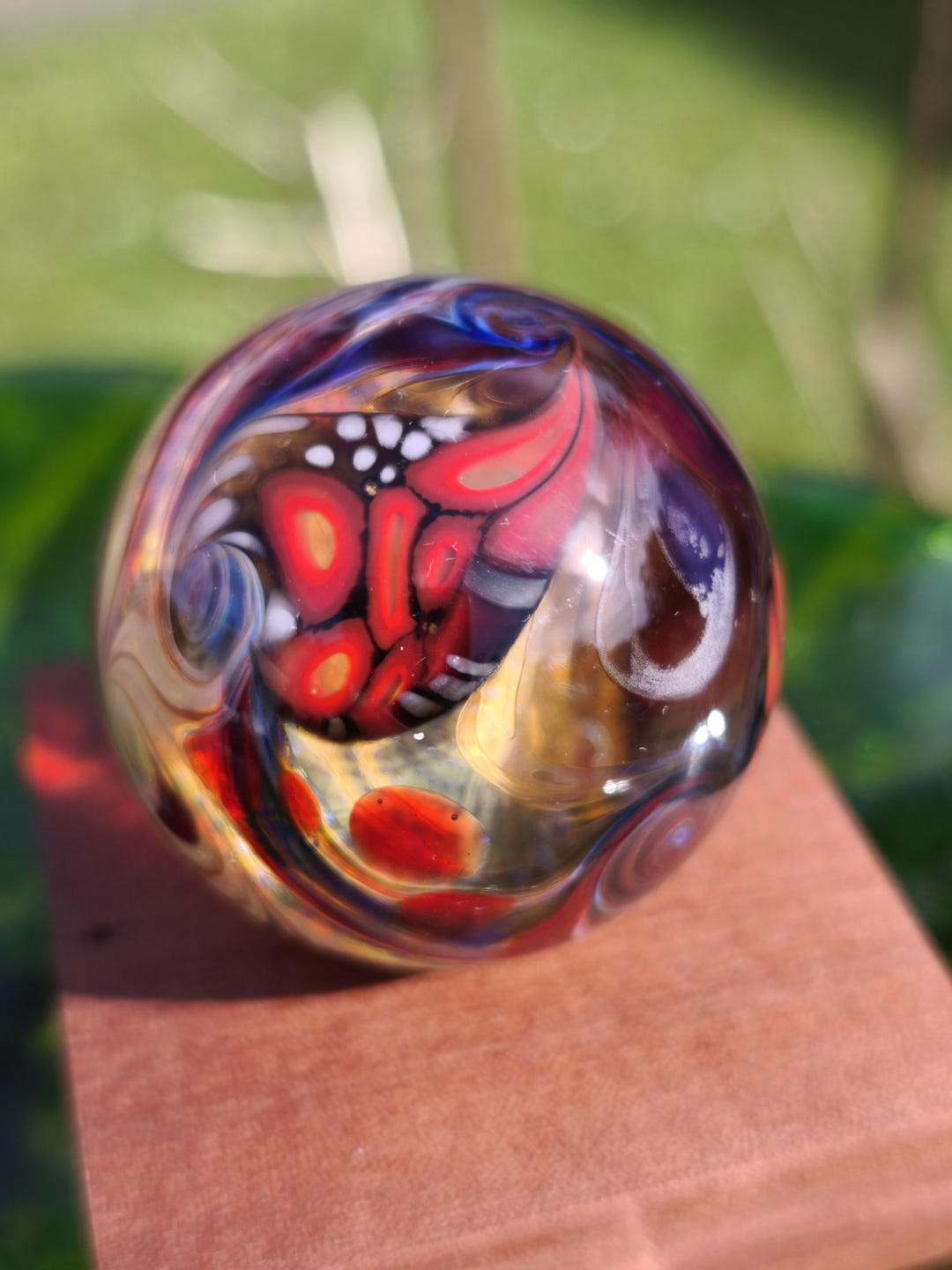 Butterfly Dancer #5 Fumed 24k Gold Handmade Borosilicate Glass Marble ...