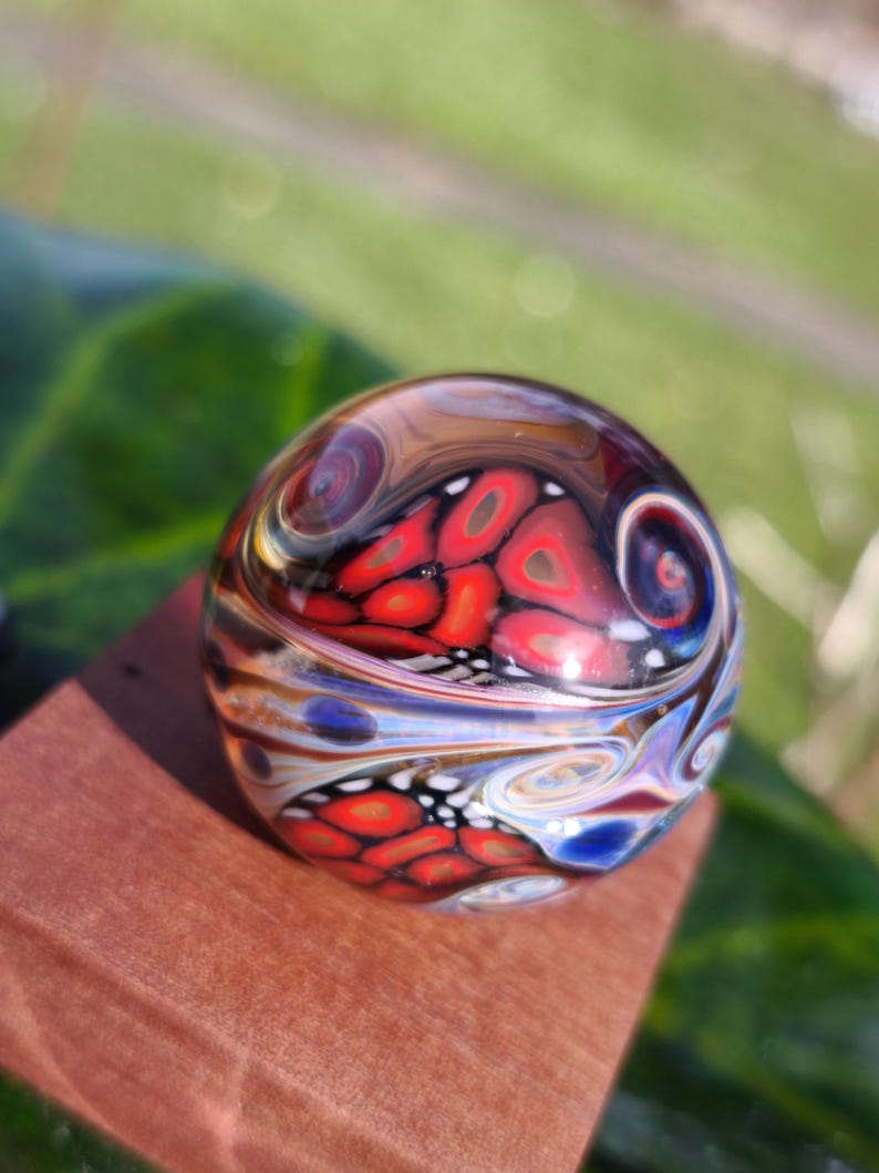 Butterfly Dancer #5 Fumed 24k Gold Handmade Borosilicate Glass Marble ...