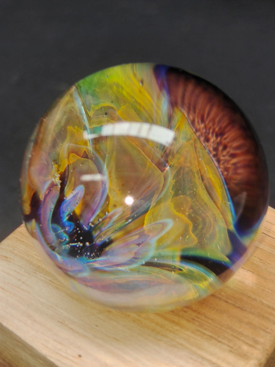 Bargain Sale Gold and Silver Fumed Flower Handmade Borosilicate Glass ...