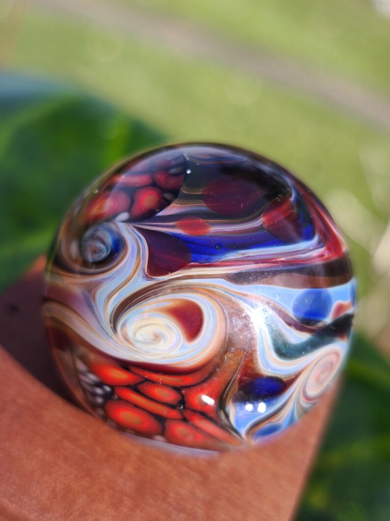 Butterfly Dancer #5 Fumed 24k Gold Handmade Borosilicate Glass Marble ...