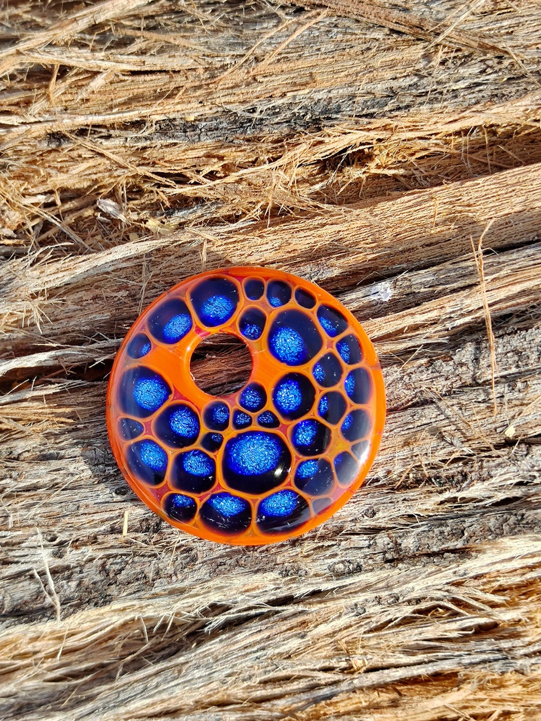 Fused Dichroic Handmade Bullseye Glass Pendant .dr Sawfish 2024 - Etsy