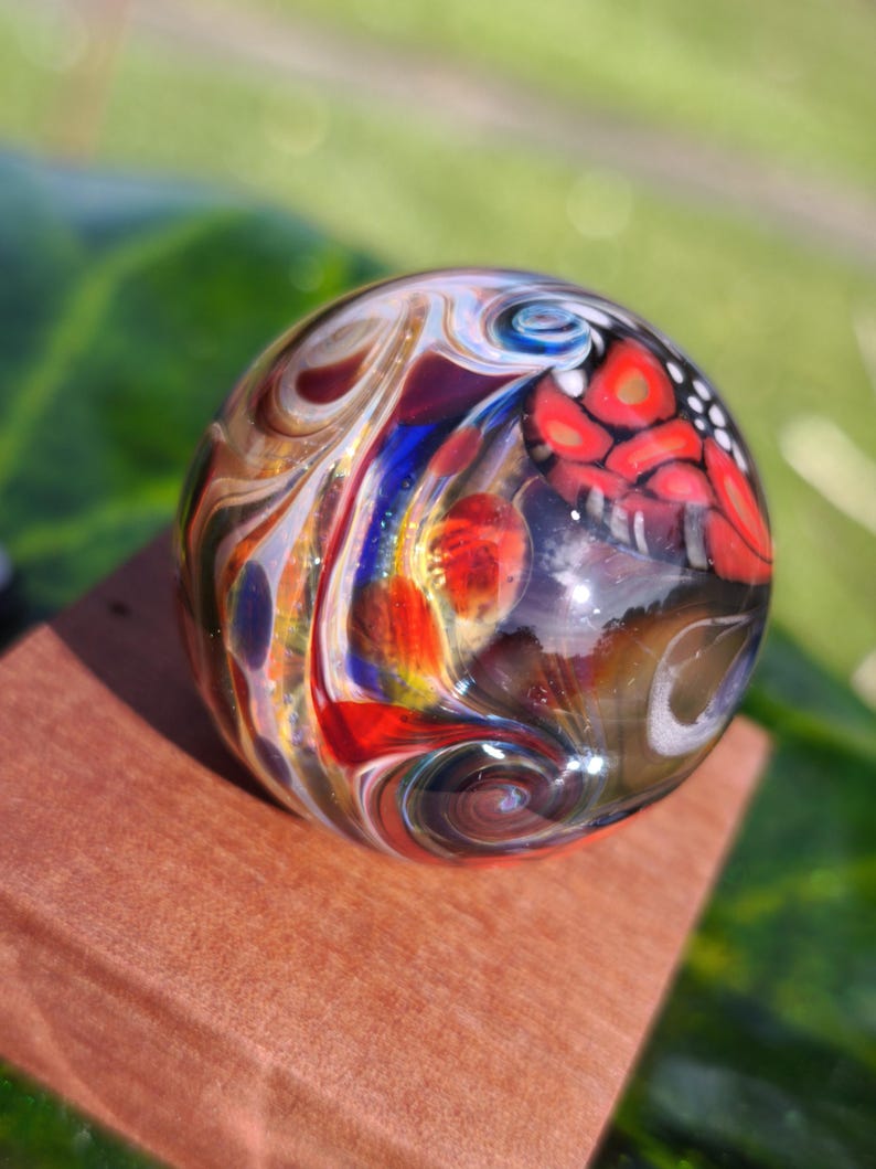 Butterfly Dancer #5 Fumed 24k Gold Handmade Borosilicate Glass Marble ...