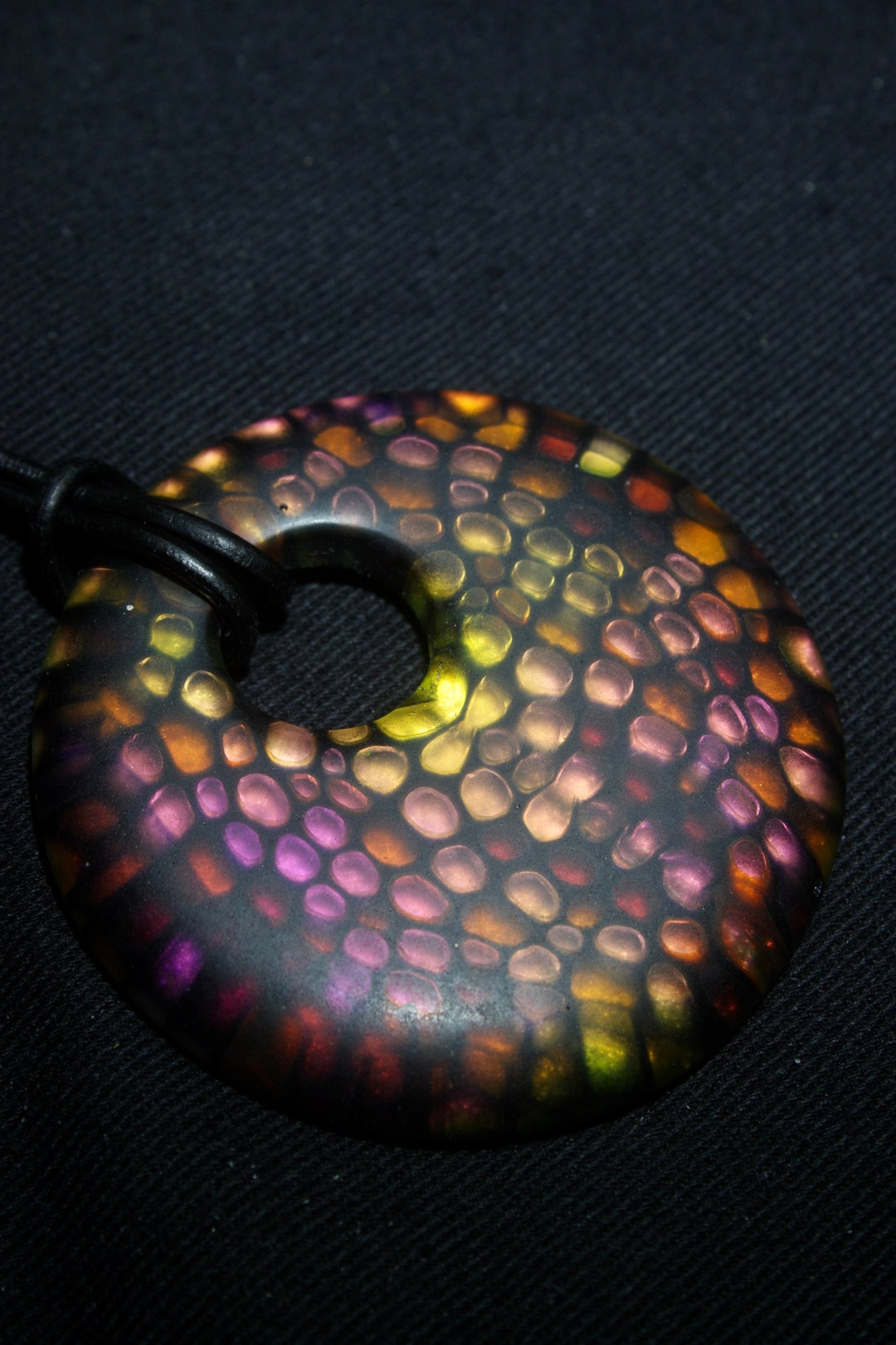 Fused Dichroic Glass Rainbow Dragonskin Pendant.handmade One of a Kind ...
