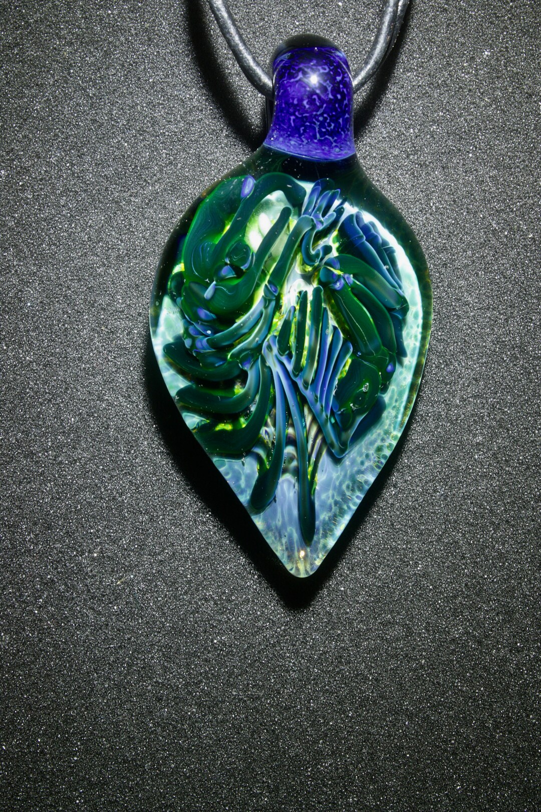 Uranium Uv Reactive Dragon Fossil Handmade Borosilicate Glass Pendant ...