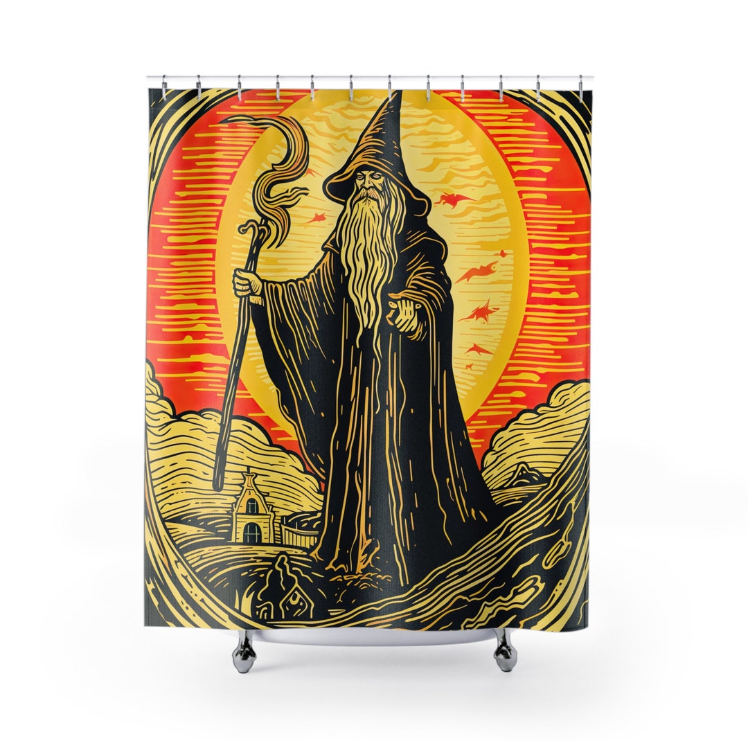 Wizard Shower Curtains Wizard RPG Dnd Fantasy Whimsical Bath - Etsy