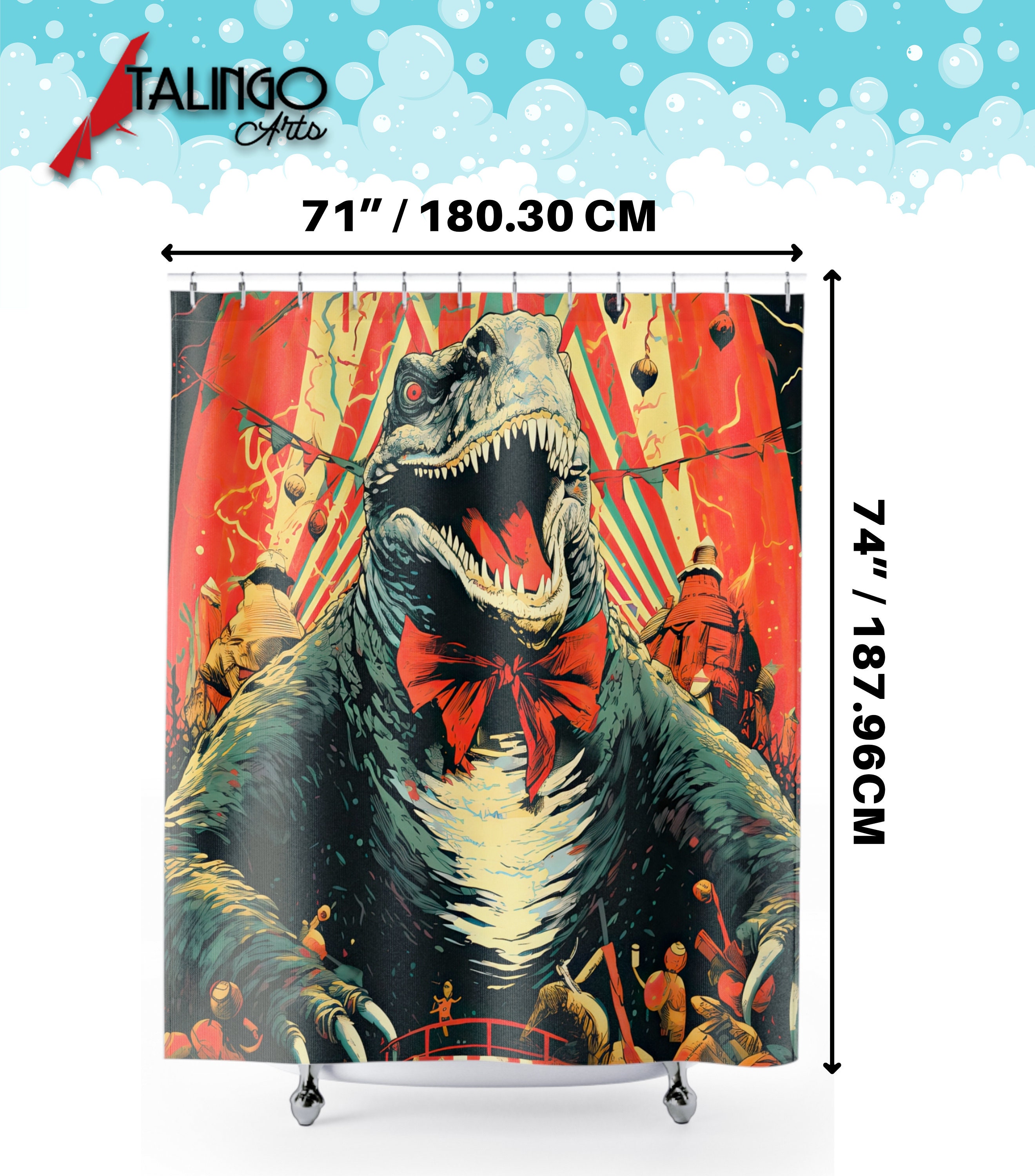 Godzilla Shower Curtains Bright Colors Fantasy Whimsical Bath Decor Home Decor Curtains for ...