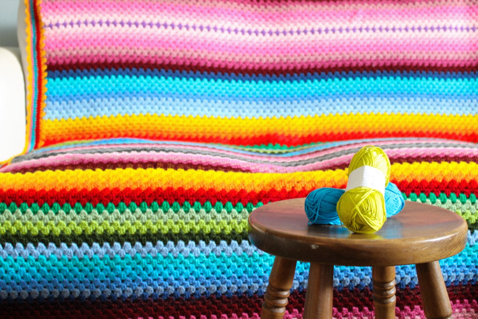 Crochet Blanket, Stripe Blanket, Colorful Blanket, Winter Crochet ...