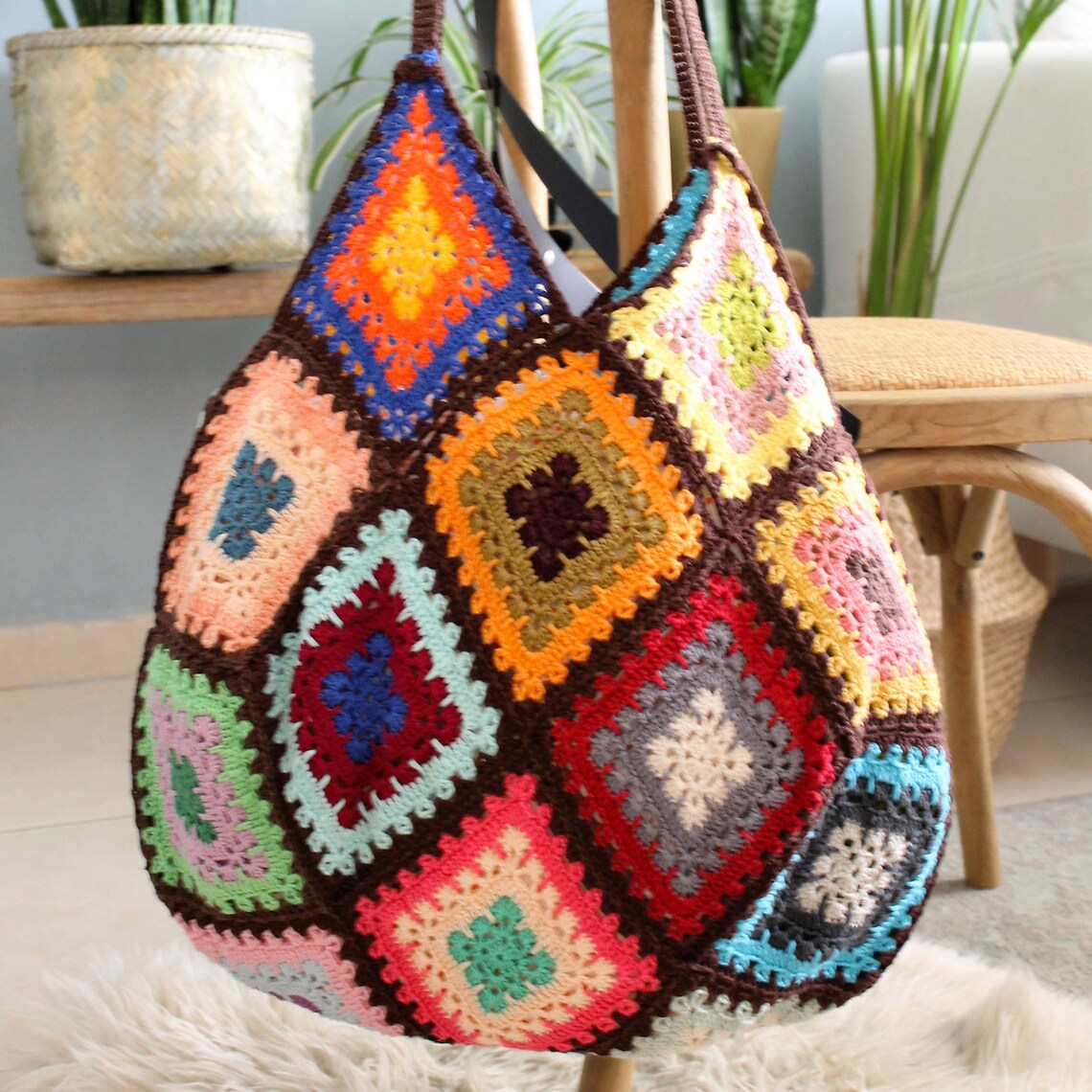 Crochet Tote, Crochet Handbag, Crochet Handmade Bag, Vintage Crochet ...