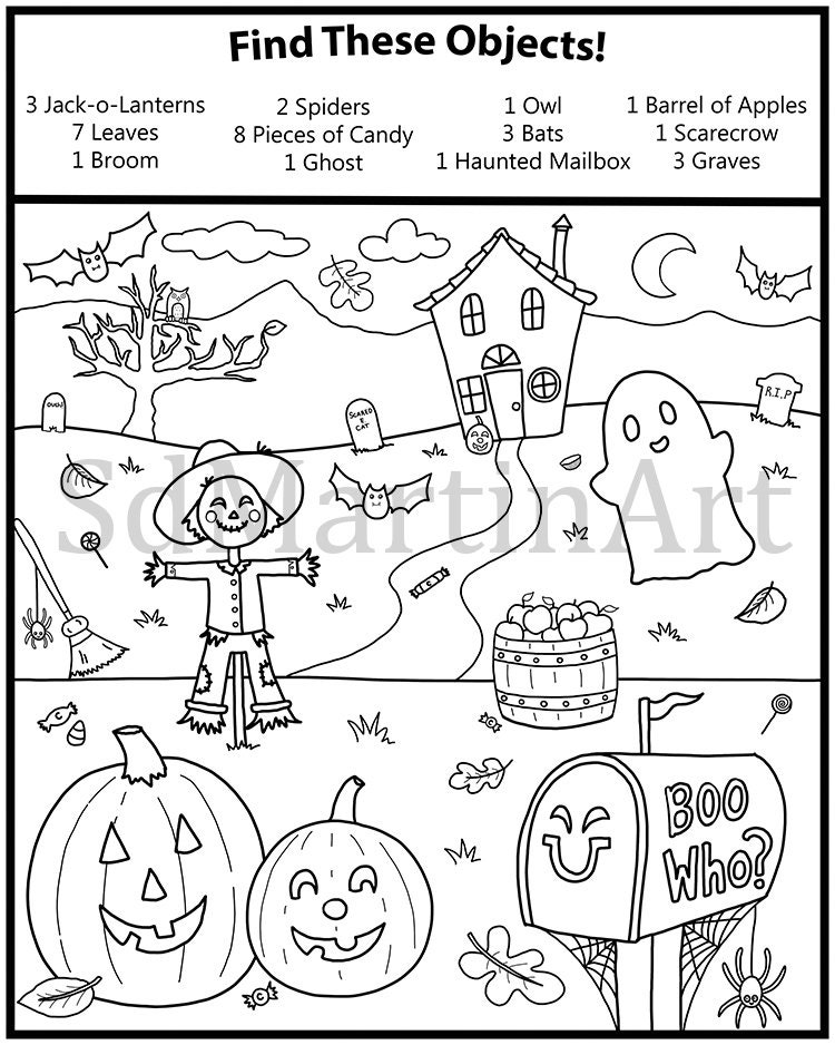 Seek and Find-printable Coloring Activity Page for Kids, Teens and ...