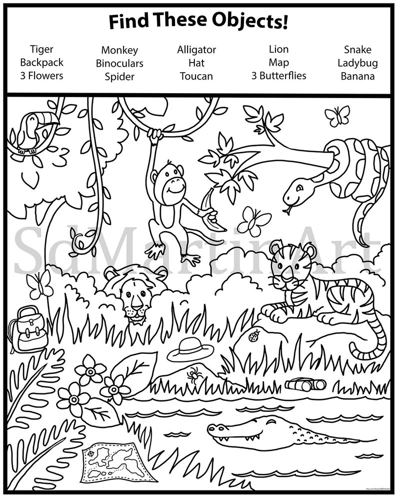 Seek and Find-printable Coloring Activity Page for Kids, Teens and ...