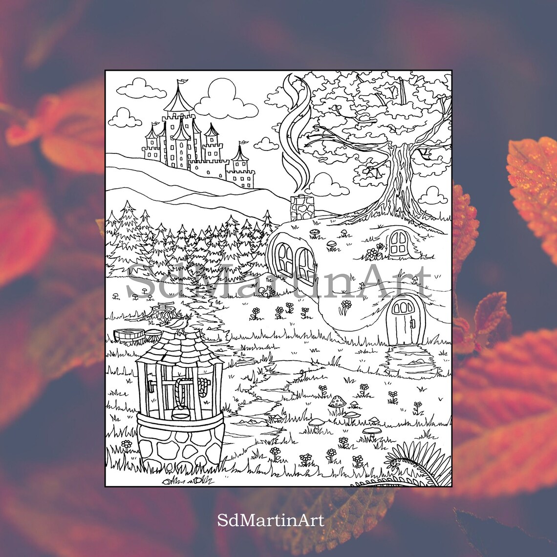 Cozy Hobbit House-printable Adult Coloring Book Page-for Adults, Teens ...