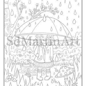 Spring Showers-printable Adult Coloring Book Page-for Adults, Teens and ...