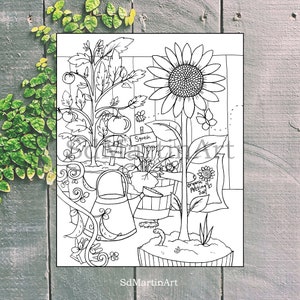 Lovely Container Garden-printable Adult Coloring Book Page - Etsy