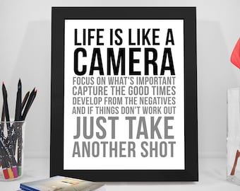 Life is Like A Camera Quote Life is Like A Camera Wall Art - Etsy