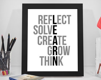 Learn Grow Poster - Etsy