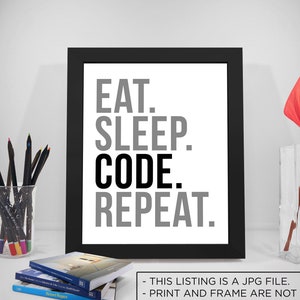 Eat Sleep Code Repeat, Programmer, Programmer Gift, Programmer Poster ...