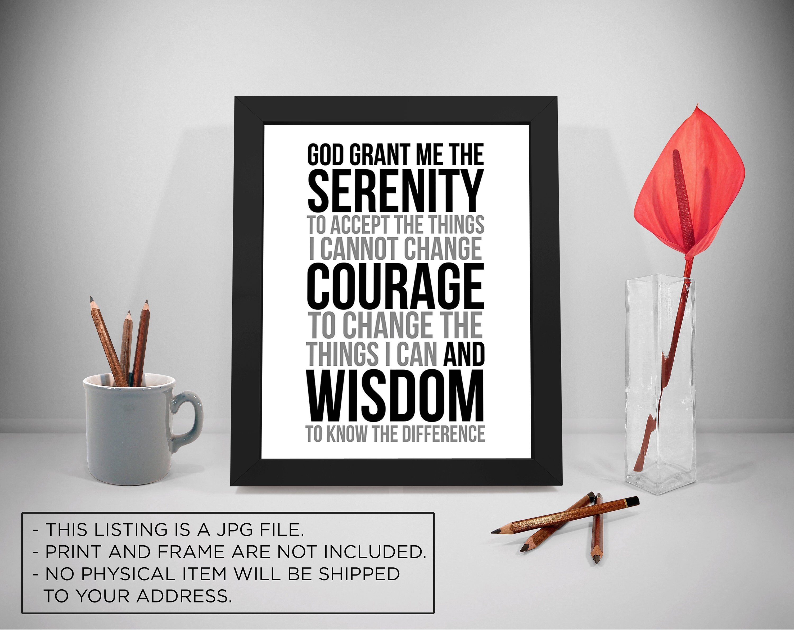 Serenity Prayer, Serenity Prayer Wall Art, God Grant Me the Serenity ...