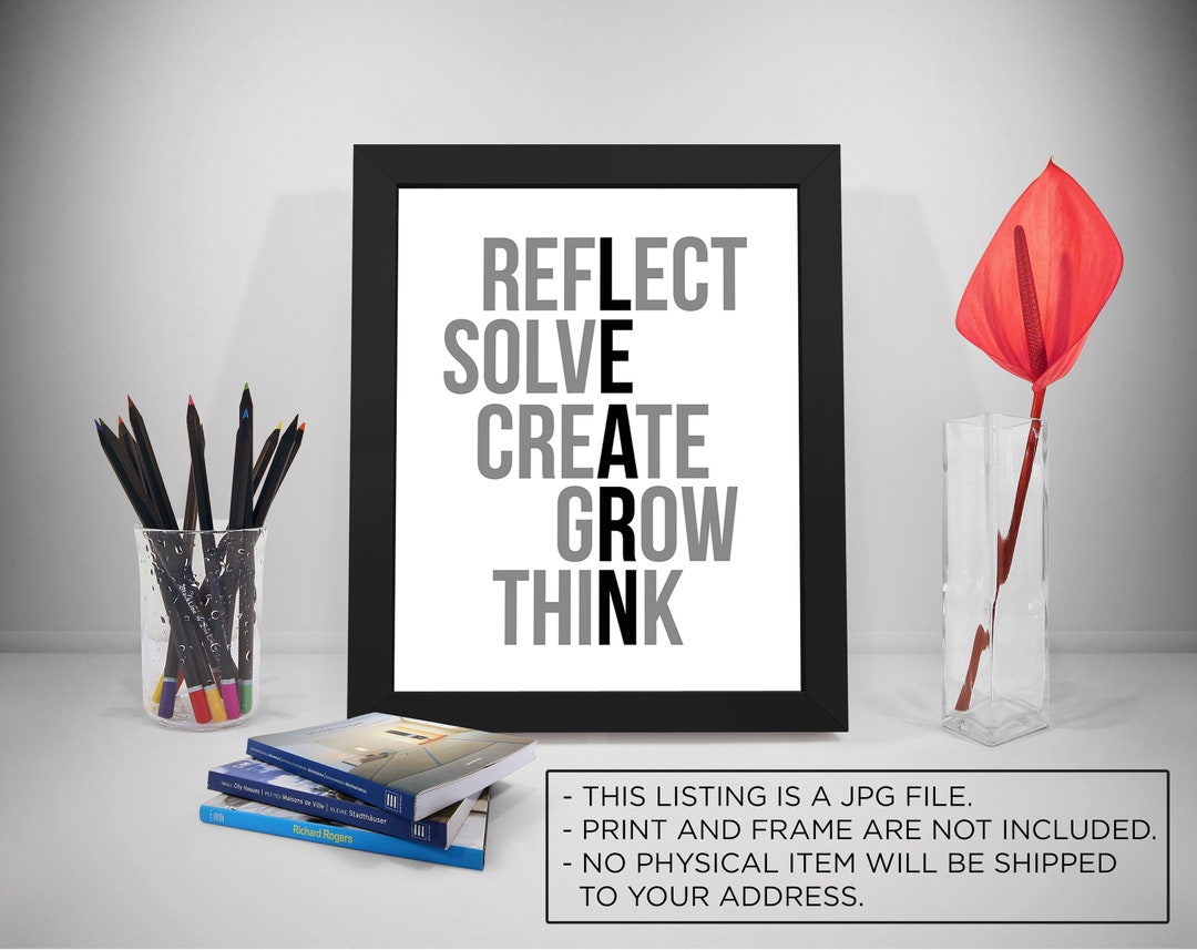 Learn Reflect Solve Create Grow Think, Learning Poster, Education ...