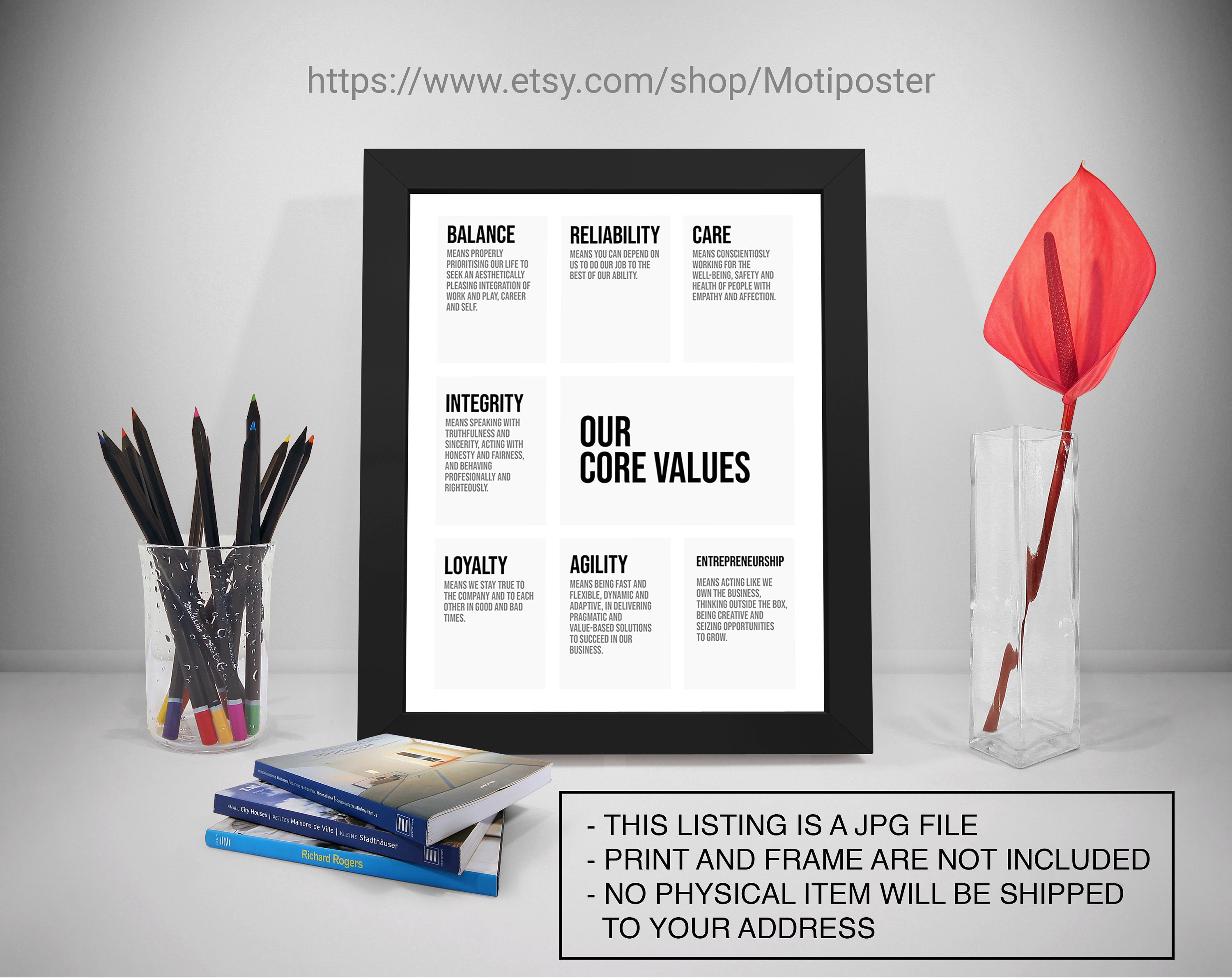 Office Decor Ideas, Our Core Values, Company Mission - Etsy