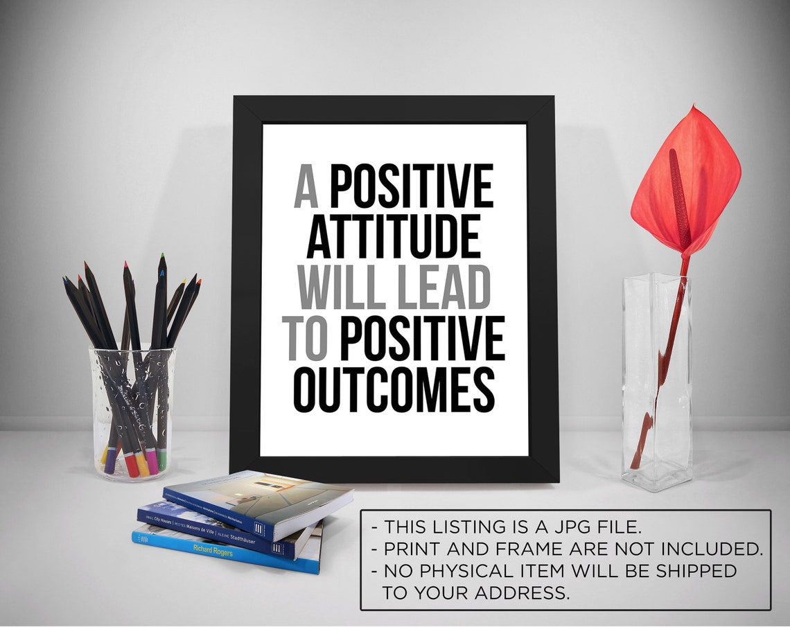 Positive Attitude Quote, Positive Outcome Poster, Lead Saying, Office ...