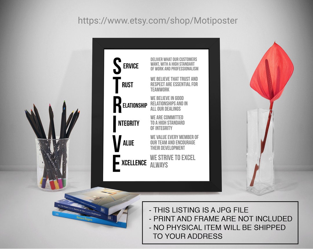 Office Decor Ideas, Strive Words - Etsy