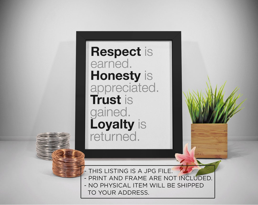 Respect is Earned, Respect Printable, Honesty Quotes Prints, Trust ...