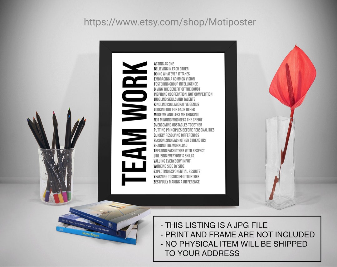 Office Decor Ideas, Team Work A to Z, Wall Art - Etsy