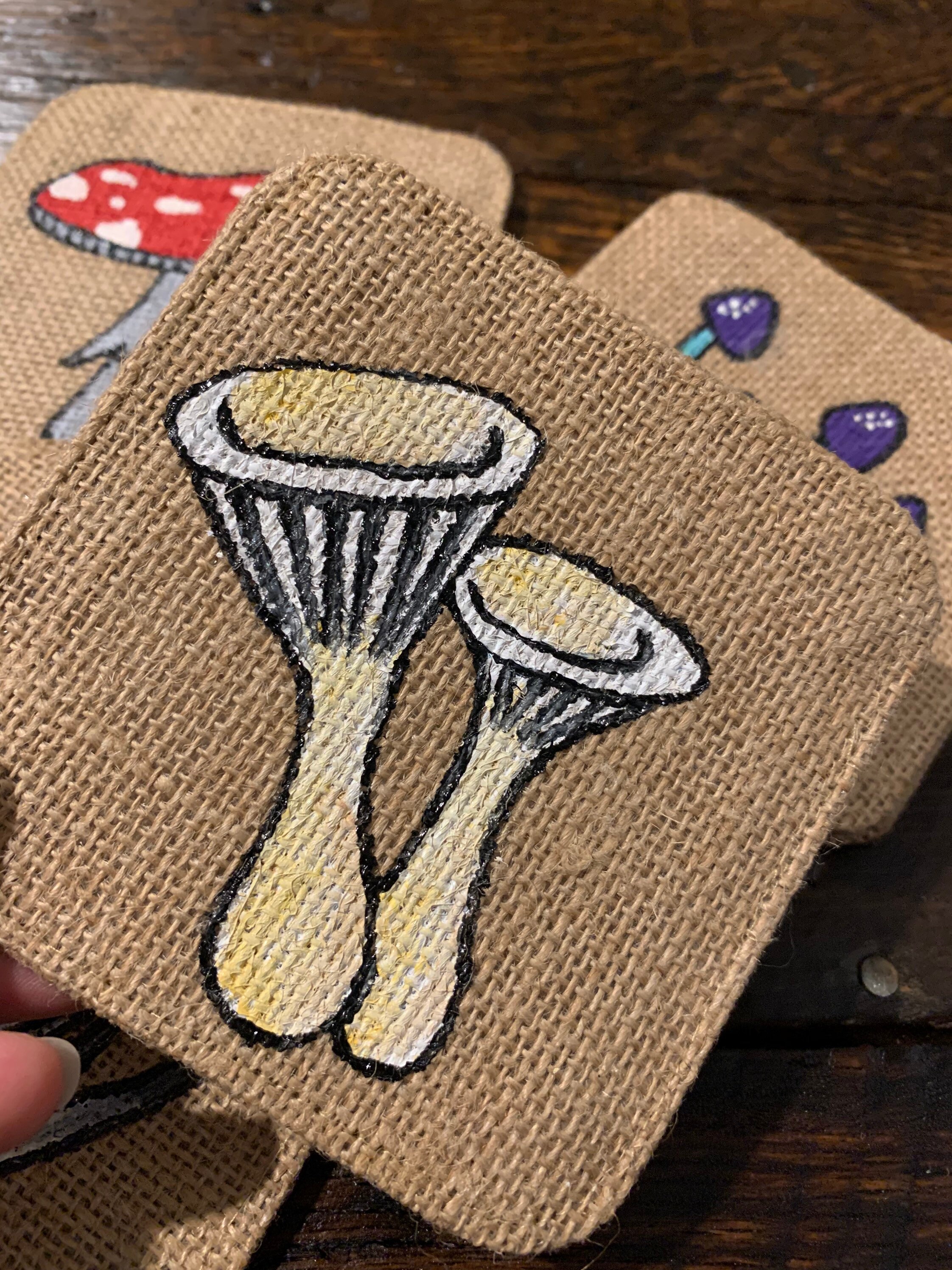 Painted Mushroom Coasters Set of 4